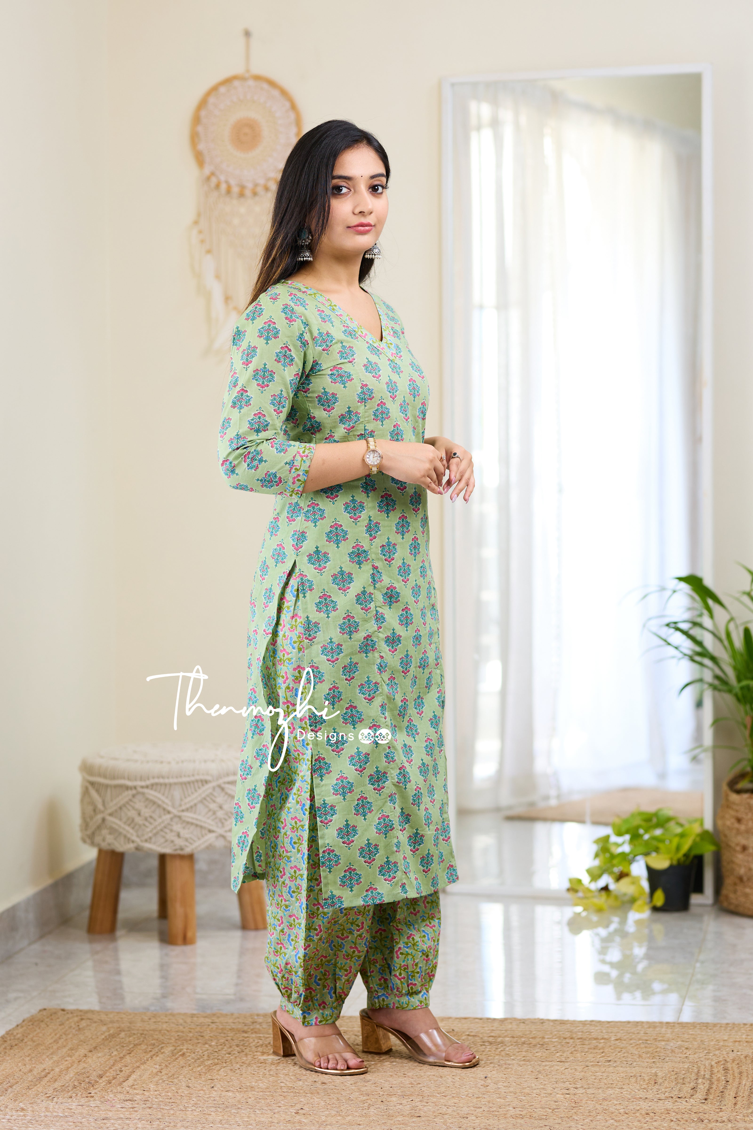 Green Cotton Salwar Suit For Women. Order Now!