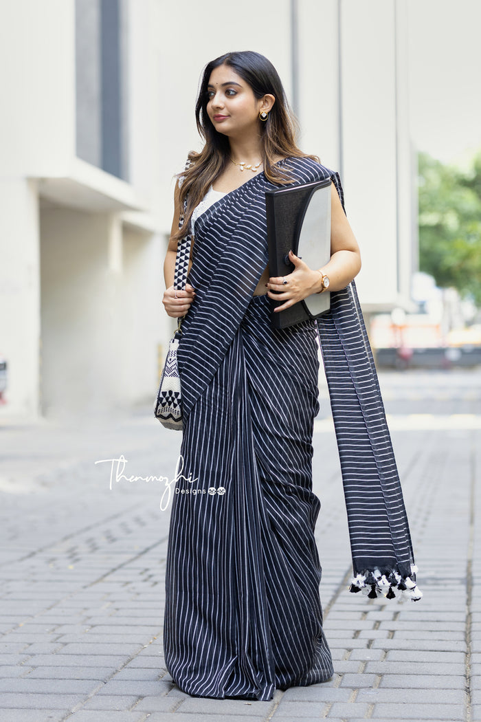 Buy Mul Black Sarees For Office Women