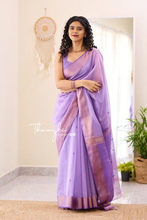 Lilac Marvel - Lilac Maheshwari Silk Cotton Saree