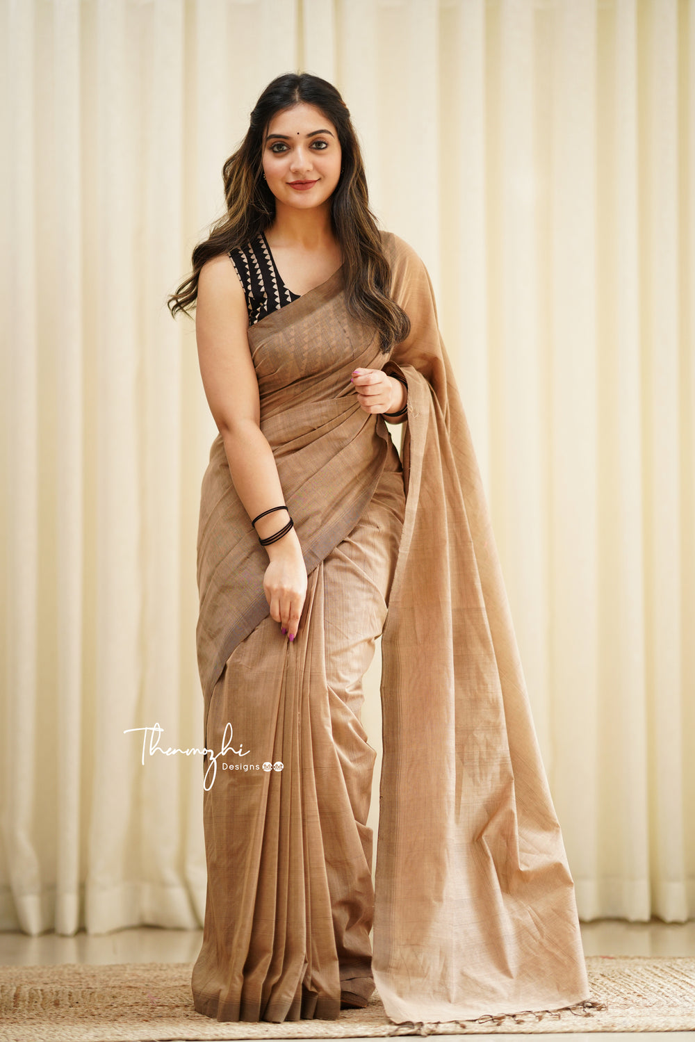 Buy Rust Brown Sarees For Women At Thenmozhi Designs